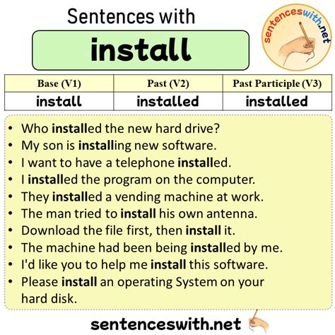 Sentences With Install Past And Past Participle Form Of Install V V V SentencesWith Net