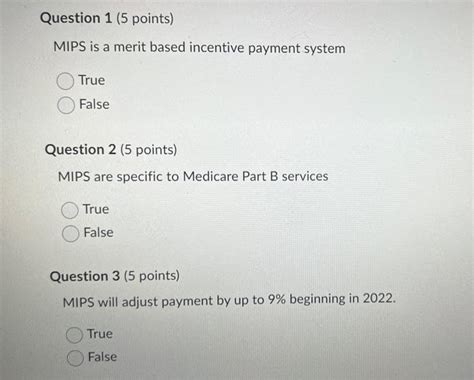 Solved Question Points MIPS Is A Merit Based Incentive Chegg Com