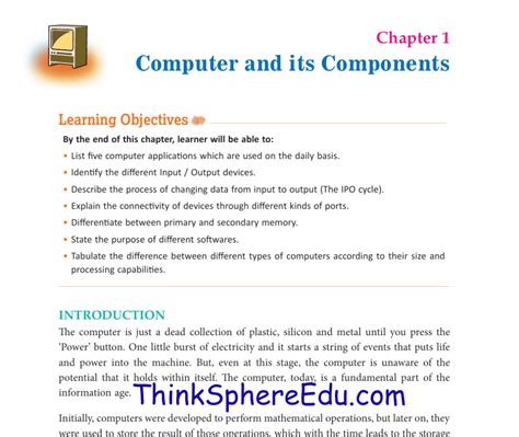 Computer And Its Components Class 10 Cbse Chapter 1 Solutions