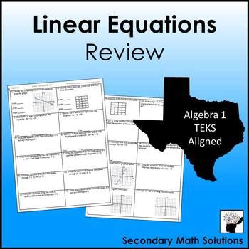 Linear Equations Review By Secondary Math Solutions TPT