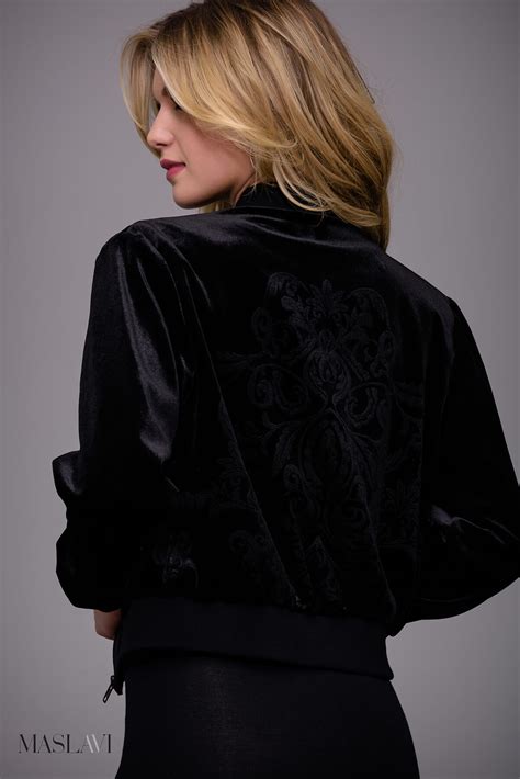 Black Embroidered Ready To Wear Bomber Jacket M51285 Jovani