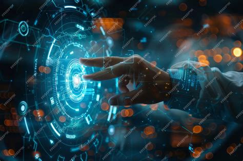 Premium Photo Futuristic Interface Interaction With Digital Touch