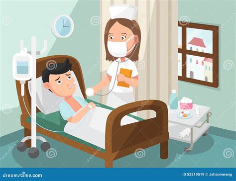 The Nurse Taking Care Of Patient In The Ward Of Hospital Stock Vector