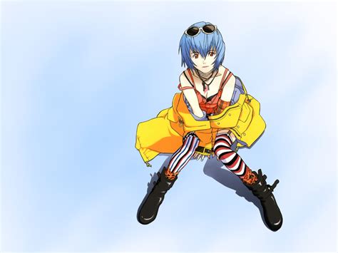 Ayanami Rei Blue Hair Boots Neon Genesis Evangelion Red Eyes Short Hair