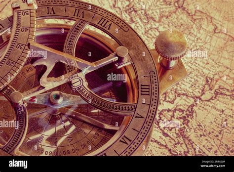 Old Compass Over Ancient Map Stock Photo Alamy
