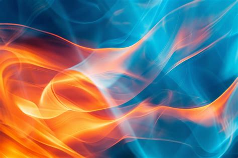 Dynamic Abstract Wave Patterns Of Vibrant Blue And Fiery Orange Light Streaks Premium Ai