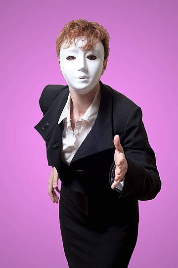 Business Woman With White Mask White Mask Aggressive Devil Photo