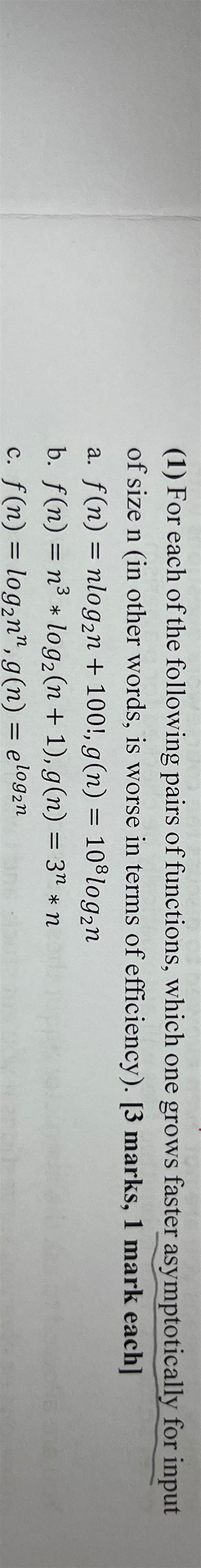 Solved (1) ﻿For each of the following pairs of functions, | Chegg.com