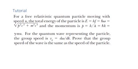 solved tutorial for a free relativistic quantum particle