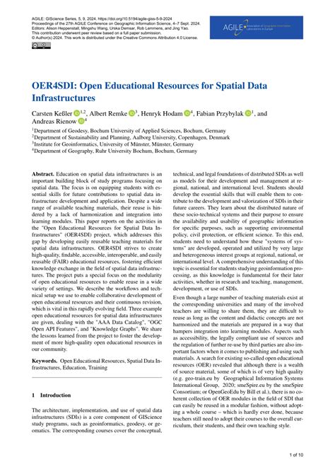 Pdf Oer4sdi Open Educational Resources For Spatial Data Infrastructures