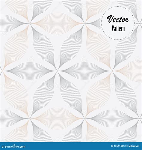 Linear Vector Pattern Repeating Abstract Flower Leaves Gray Line Of