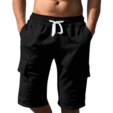 Bltiby Mens Casual Shorts Summer Solid Color Elastic Waist Drawstring