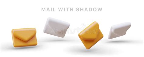 3d Yellow And White Envelopes With Shadows Set Of Realistic Modern