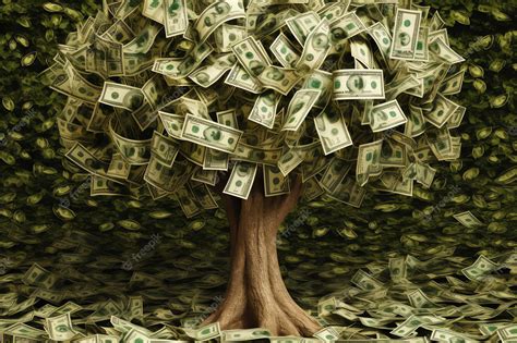 A Tree Full Of Money Is On The Ground With A Tree Full Of Money On It Premium Ai Generated Image