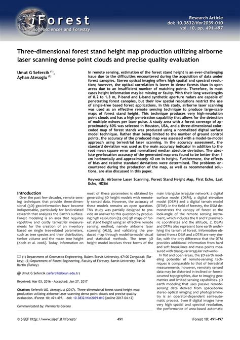 Pdf Three Dimensional Forest Stand Height Map Production Utilizing Airborne Laser Scanning