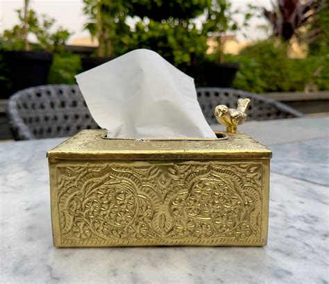 Brass Tissue Box With Sparrow Needs Store
