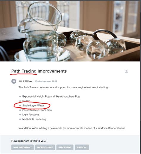 any updates about path tracer working with single layer water material