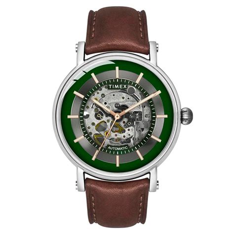 Timex E Class Mens Green Dial Round Case Automatic Function Watch Tw