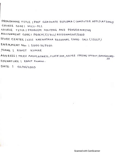 Mcs 011 Problem Solving And Programming Pdf