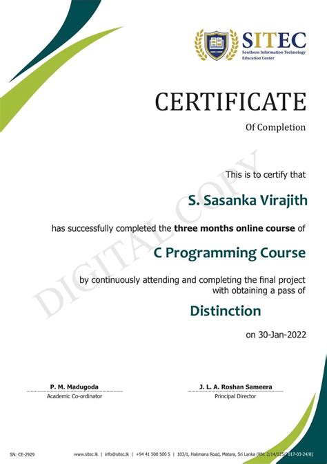 completed c programming course at sitec sasanka virajith posted on