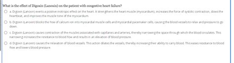 Solved What Is The Effect Of Digoxin Lanoxin On The
