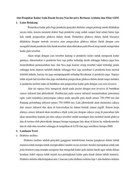 Alat Pengukur Kadar Gula Darah Secara Non Invasive Berbasus Arduino Dan Fitur Gsm Pdf