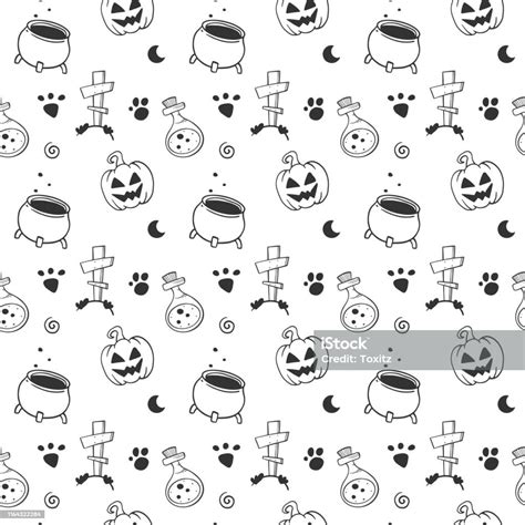 할로윈 낙서 및 스케치 스타일의 벡터 개념입니다 티셔츠 엽서에 인쇄하기 위한 손으로 그린 일러스트레이션 10월에 대한 스톡 벡터 아트 및 기타 이미지 Istock