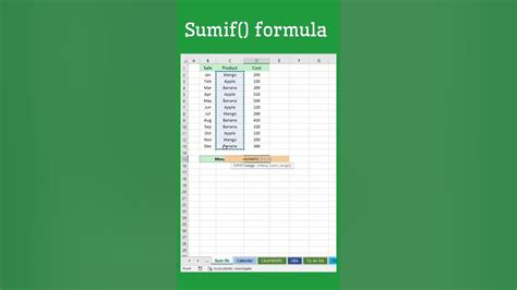 Sumif Formula In Excel Excel Formulas Excel Tricks Excel