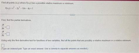 solved find all points x y where f x y has a possible