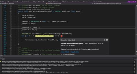 Obscure Physics Related Crash With Null Fixture List · Issue 1109