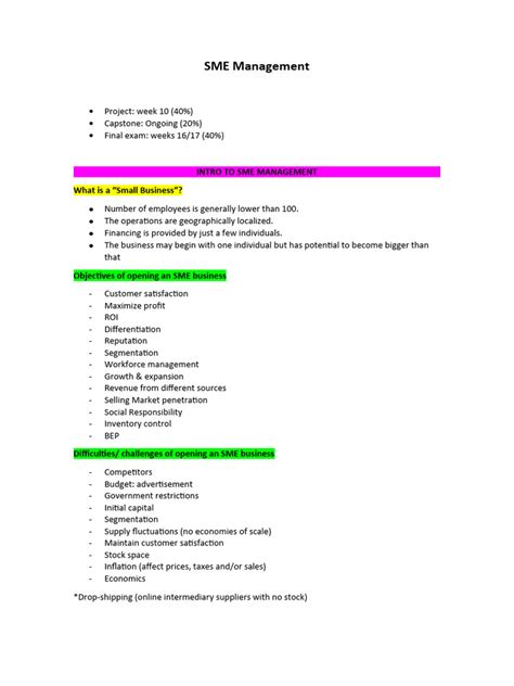 Theory Sme Management Pdf Insurance Risk