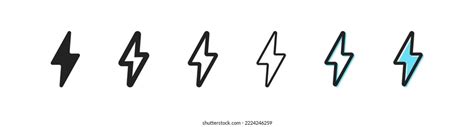 Electricity Line Icon Electric Lightning Circle Stock Vector Royalty Free 2224246259