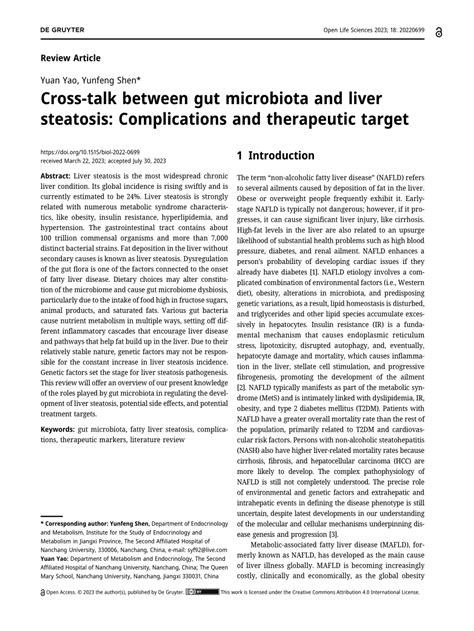Pdf Cross Talk Between Gut Microbiota And Liver Steatosis