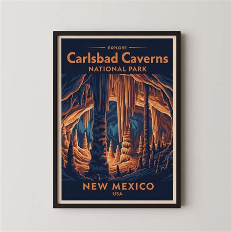 Carlsbad Caverns National Park Art Print Vintage New Mexico Travel