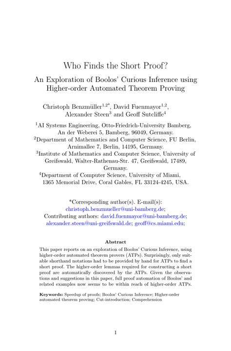 Pdf Who Finds The Short Proof