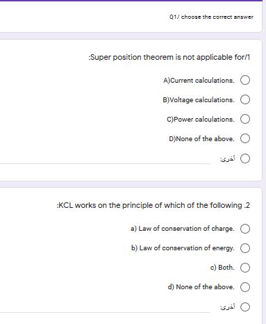 Solved Choose The Correct Answer Super Position Theorem Chegg