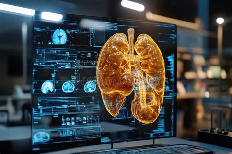 3d Visualization Of Human Lungs With Detailed Data Analysis In A Modern Medical Environment