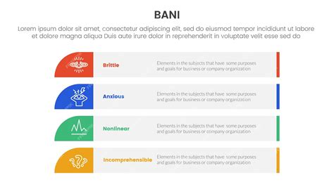 바니 월드 프레임워크 인포그래픽 슬라이드 프레젠테이션을 위한 긴 직사각형 상자 수직 스택을 가진 4점 스테이지 템플릿 프리미엄 벡터
