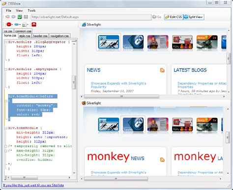 Jon Galloway Cssvista Edit Your Css Code Live On Both Internet