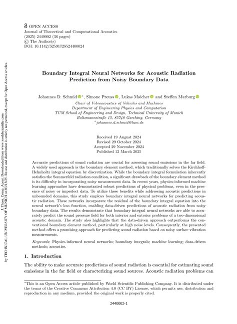 Pdf Boundary Integral Neural Networks For Acoustic Radiation Prediction From Noisy Boundary Data