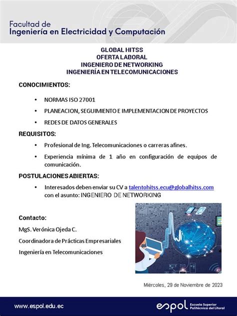 oportunidad laboral en global hitss ingeniería en telecomunicaciones