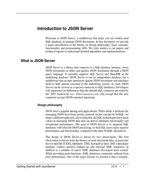 jsonserver user manual pdf databases sql