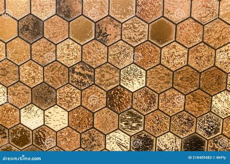 Golden Brown Hexagonal Tiles Texture Background Stock Image Image Of