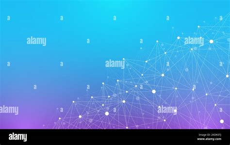 Digits Abstract Illustration With Connected Line And Dots Wave Flow Digital Neural Networks