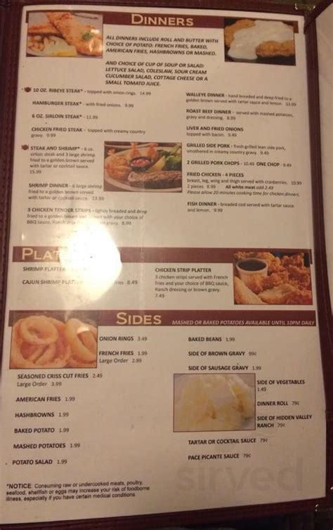 Roadhouse Cafe Menus In Grand Forks North Dakota United States