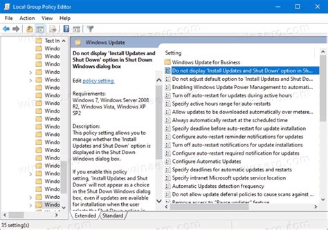 Disable Update And Restart And Update And Shut Down In Windows