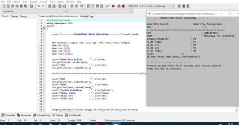 Catatan Menghitung Nilai Mahasiswa Dengan Dev C