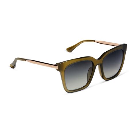 Bella Square Sunglasses Rich Olive And Grey Gradient Diff Eyewear