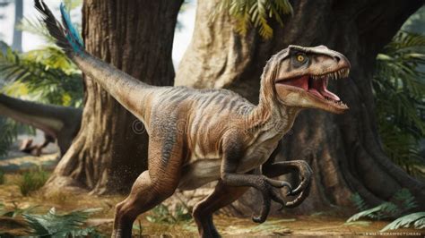 A Velociraptor Roaring Capturing Intricate Details Of Scales Teeth