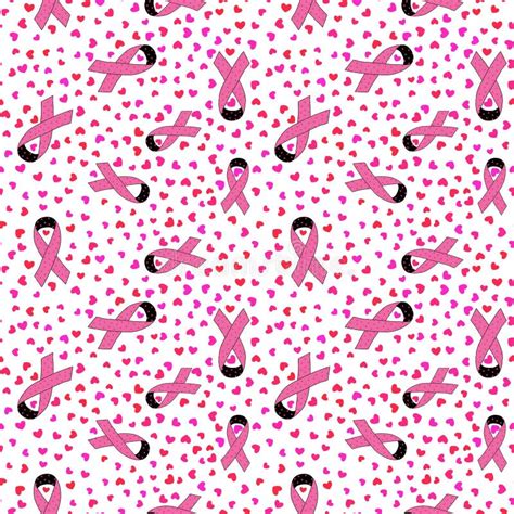 Breast Cancer Month Seamless Pink Ribbon Day Mammogram Pattern Stock